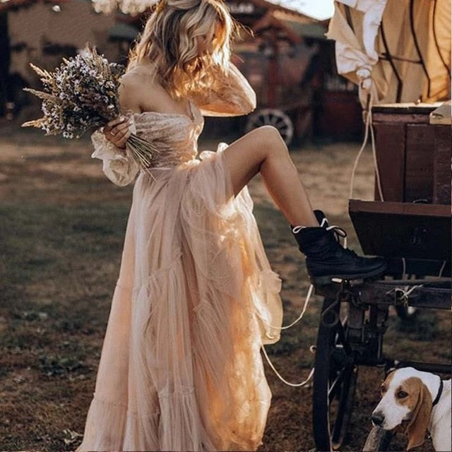 Queen Jordan | Queen Bridal | Boho Wedding Dress – QUEEN BRIDAL